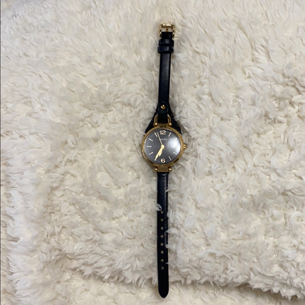 Black Skinny Fossil Watch - Gem